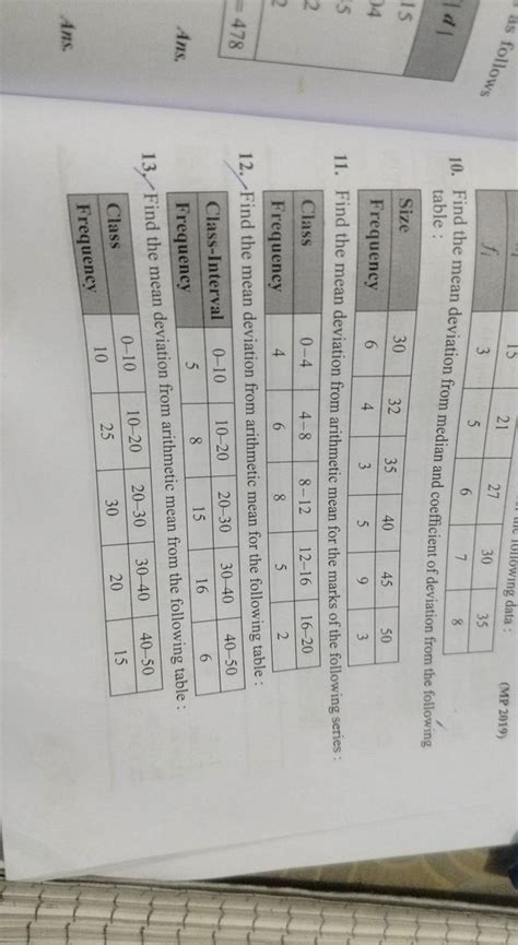 10 Find The Mean Deviation From Median And Coefficient Of Deviation From