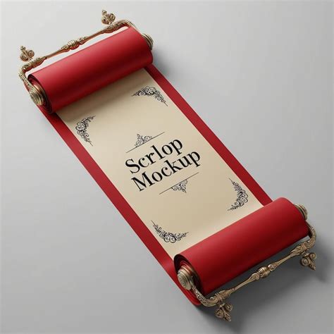 Elegant Red Scroll Design Mockup Premium Ai Generated Image