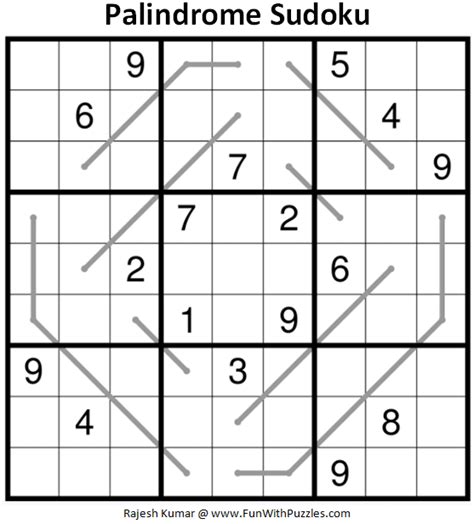 Palindrome Sudoku Puzzle Fun With Sudoku 364