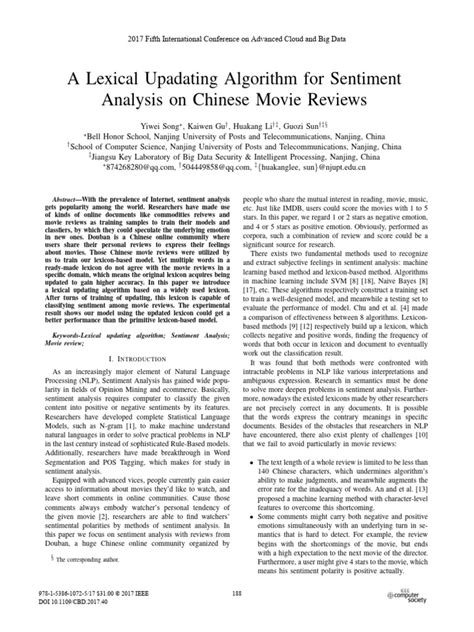 A Lexical Upadating Algorithm For Sentiment Analysis On Chinese Movie