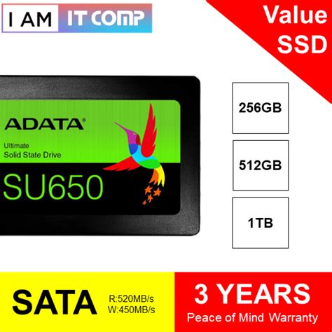 Adata Ultimate Su650 Ssd 25 Sata 256gb 512gb 1tb Lazada