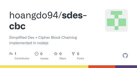 Github Hoangdo94sdes Cbc Simplified Des Cipher Block Chaining