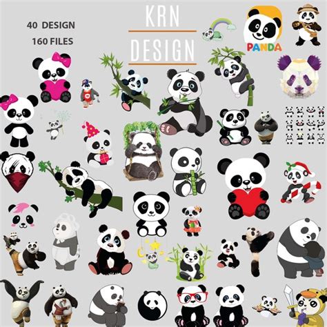 Pandas Bundle Pandas Svg Eps Dxf Pdf Png Etsy France Dessin The Best Porn Website
