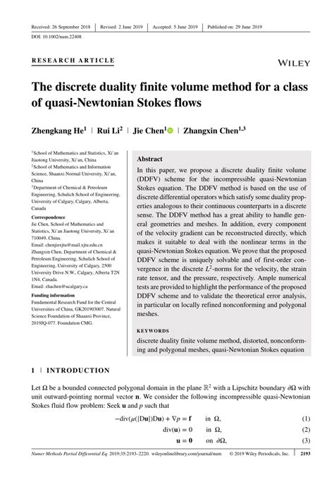 The Discrete Duality Finite Volume Method For A Class Of Quasi‐newtonian Stokes Flows Request Pdf