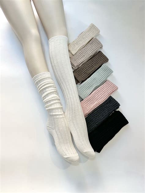 그리고 Greego 8컬러 캐시미어 울니트 니삭스 여자 패션 롱 반양말 위시버킷