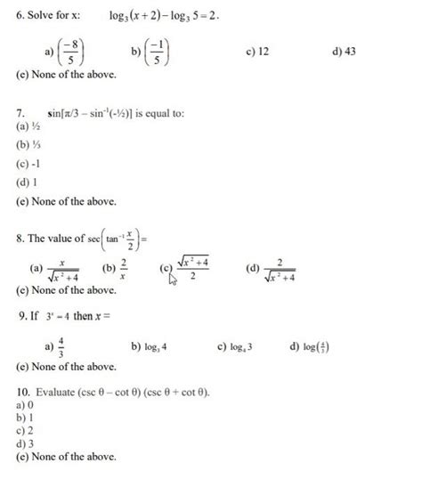 solved 6 solve for x log3 x 2 −log35 2 a 5−8 b 5−1