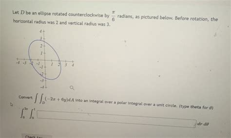 Solved Let D be an ellipse rotated counterclockwise by π Chegg