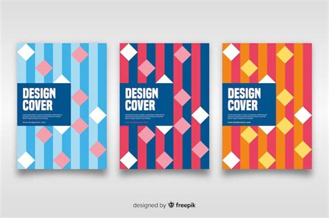 기하학적 디자인 모음 표지 서식 파일 무료 벡터