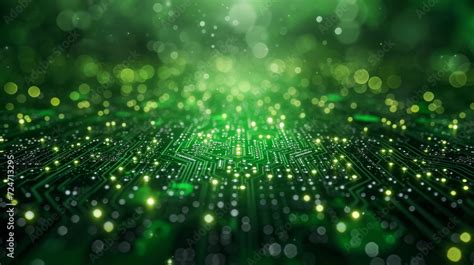 Data Pulse Vibrant Tech Ecosystem Green Pulses Of Data Flow On A Tech Ecosystem Symbolising