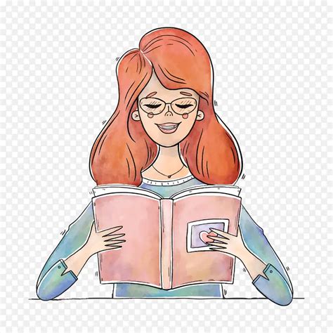 卡通手绘读书的女孩png图片素材下载图片编号qxjwznen 免抠素材网