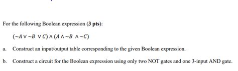 Solved For The Following Boolean Expression 3 Pts Av B