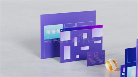 Stylized Web Pages And Interfaces Business And Technology Theme 3d