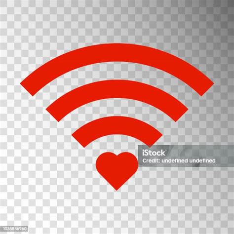 붉은 마음을 투명 한 배경에 고립의 레드 사인 Wifi Fi 아이콘입니다 무선 기술에 대한 스톡 벡터 아트 및 기타 이미지 무선 기술 빨강 아이콘 Istock