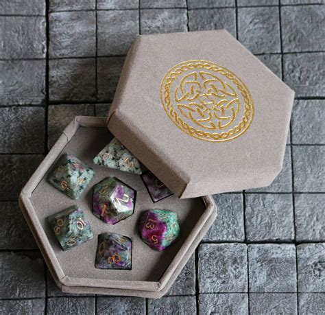 Gemstone Zoisite Polyhedral Polyhedral Dice With Box Dnd Etsy
