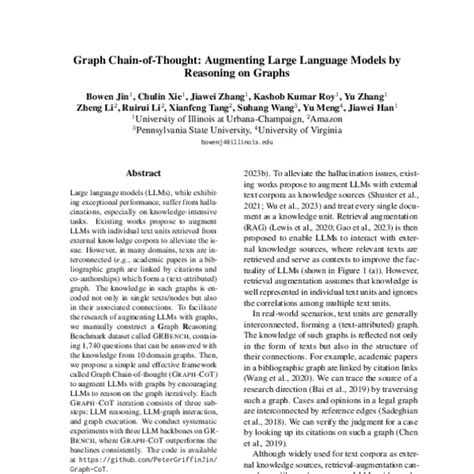 Graph Chain Of Thought Augmenting Large Language Models By Reasoning