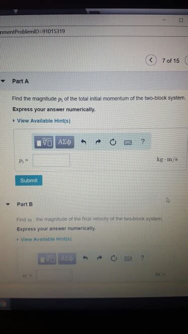 Solved K Ch 11 Hw A One Dimensional Inelastic Collision