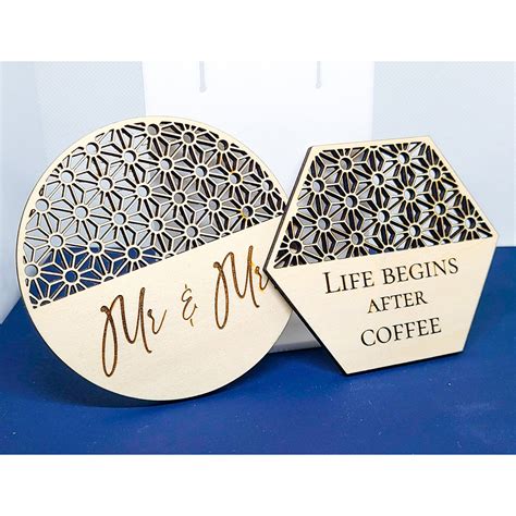 Customizable Asanoha Hexagon Coasters Set Of 4 Glowforge Shop