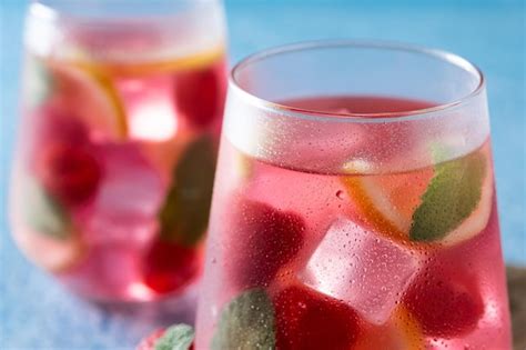 Free Photo Raspberry Lemonade Drink On Blue Background