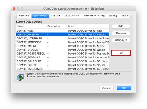 MacOS DSN Configuration ODBC Driver For Firebird