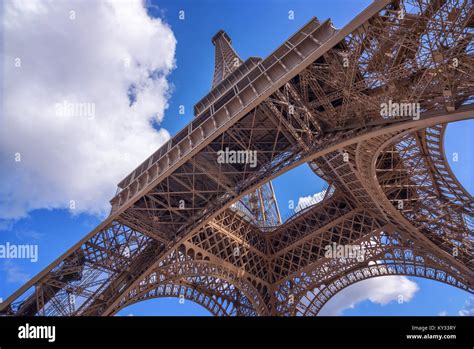 The Eiffel Tower View From Below Paris France Stock Photo Alamy