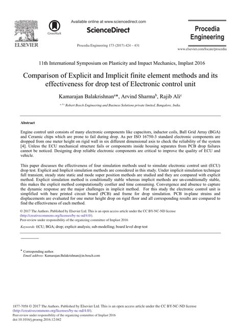 PDF Comparison Of Explicit And Implicit Finite Element Methods And
