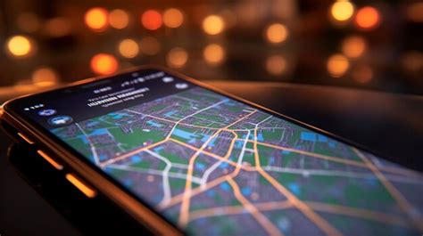 Premium Ai Image Point On Smartphone With Gps Navigator Icon And Map On Blur Traffic Road