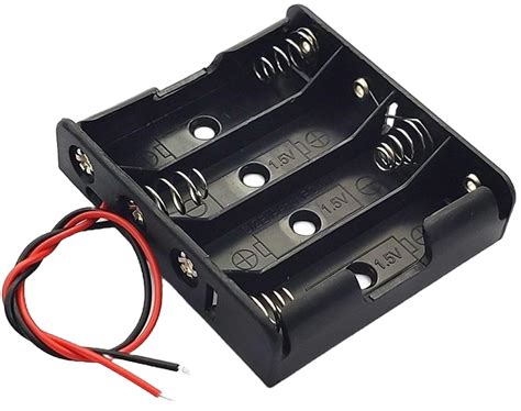 DIYables 4 AA Battery Holder Battery Storage Case With Wire Lead 4 X