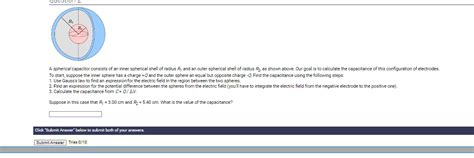 Solved A Spherical Capacitor Consists Of An Inner Spherical