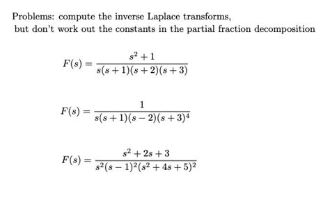 solved problems compute the inverse laplace transforms but