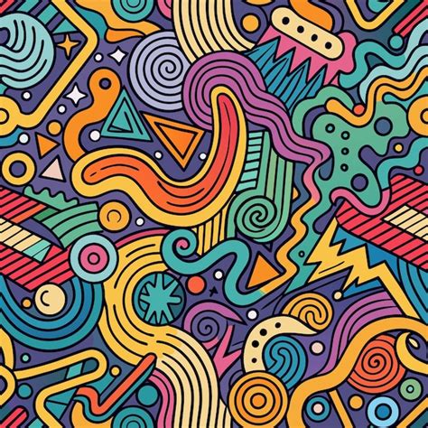 Premium Vector Colorful Abstract Seamless Pattern With Geometric Shapes And Swirls