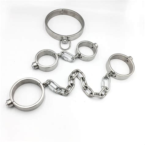Heavy Duty Handcuffs+Ankle+Neck Collar Cuffs Leg Irons Stainless Steel Shackle | eBay