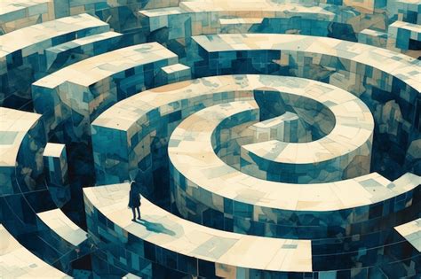 Person Navigating A Geometric Maze Illustrates Complexity And Challenge