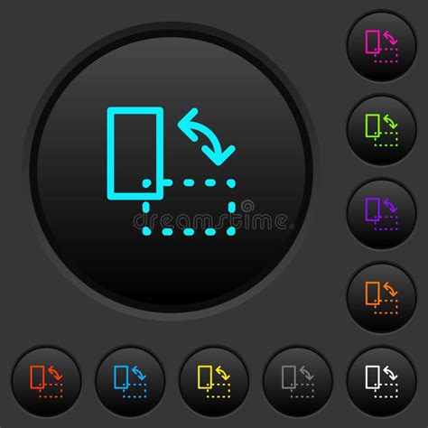 Rotate Element Dark Push Buttons With Color Icons Stock Vector
