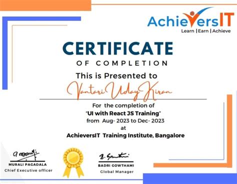 uday kiran on linkedin i m happy to let you all know that i have completed a 5 months training…