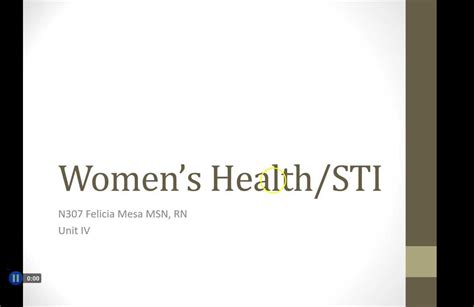 Unit IV Women S Health STI