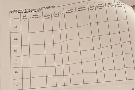 Solved Experiment 6 Lewis Structures Vsepr And Polarity