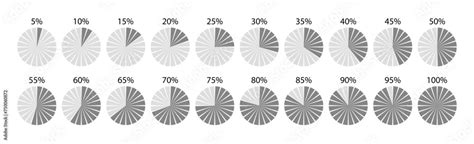 Piechart With Percent Segments Round Section Graph Divided Into Slices Pie Diagram Template