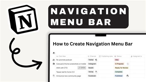 how to create a navigation menu bar in notion notion tutorial 2025