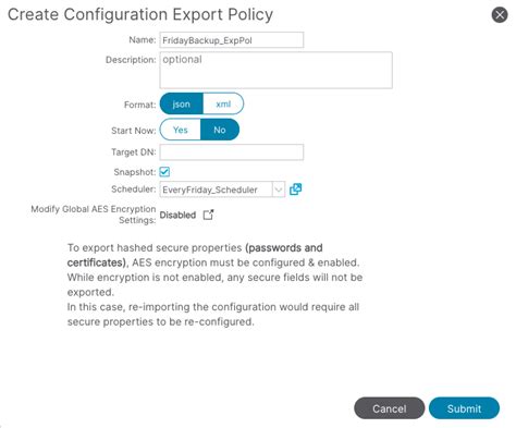 Solved Backing Up Aci Configuration Cisco Community
