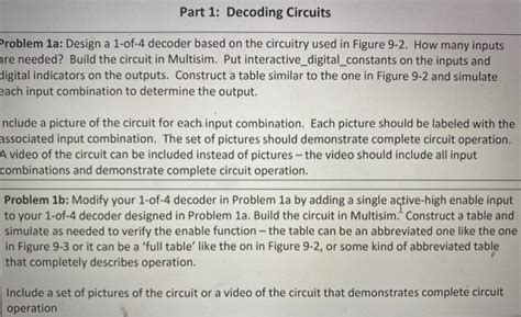 Solved Part Decoding Circuits Problem A Design A Of Chegg Com