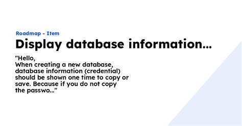display database information credential for one time after it was