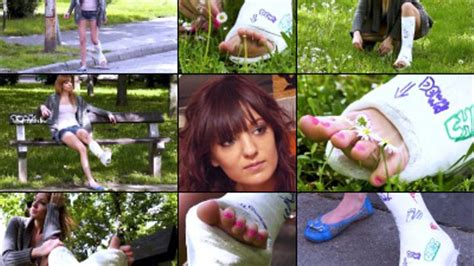 Hugi Term Slwc Gimping In The Park Looking For Treatment Of Smelly Cast Foot In Hd 1920 X 1080