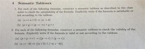 Solved 4 Semantic Tableaux 1 For Each Of The Following Solved 4 Semantic Tableaux 1 For Each Of The Following