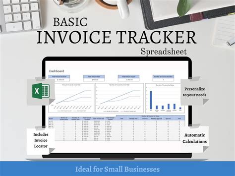 Basic Invoice Tracker Excel Spreadsheet Template Small Business Client