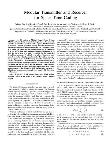 Pdf Modular Transmitter And Receiver For Space Time Coding