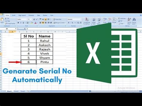 How To Generate Automatic Serial Number In Excel