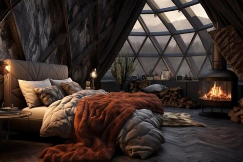 Premium Ai Image Modern Geodesic Dome Bedroom Generative Ai