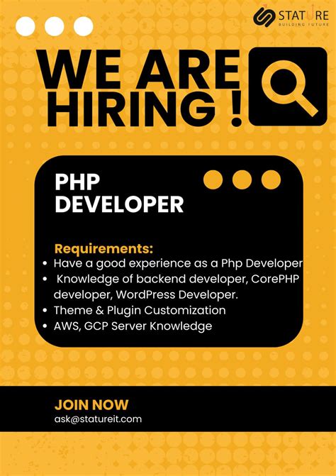 Stature On Linkedin Hiring Phpdeveloper Wordpressdeveloper Experience Workfromoffice
