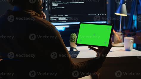 Software Developer Watching Programming Tutorial On Isolated Screen