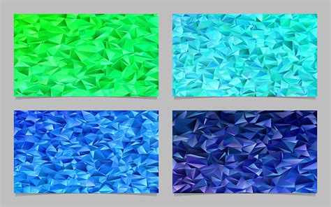 Low Poly Gradient Tiled Triangle Mosaic Card Template Set Trendy Vector Graphic Elements From